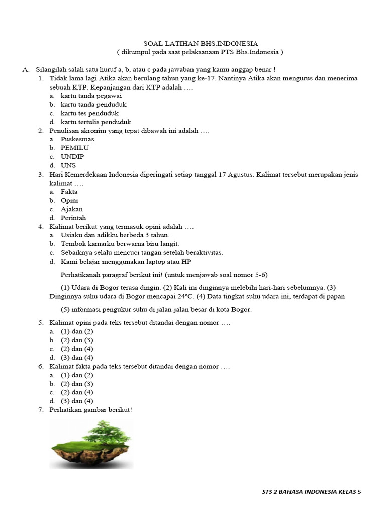 Soal Latihan BHS Indonesia | PDF | Kajian Bahasa Asing