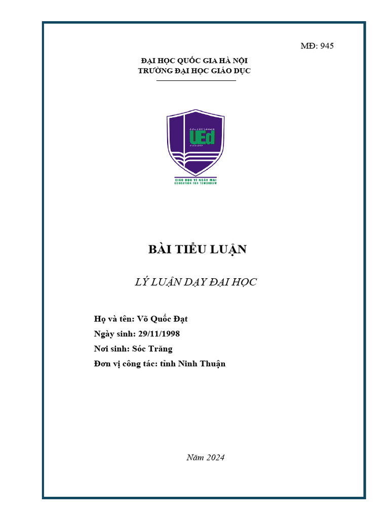 15 - LLDH - Võ Quốc Đạt | PDF