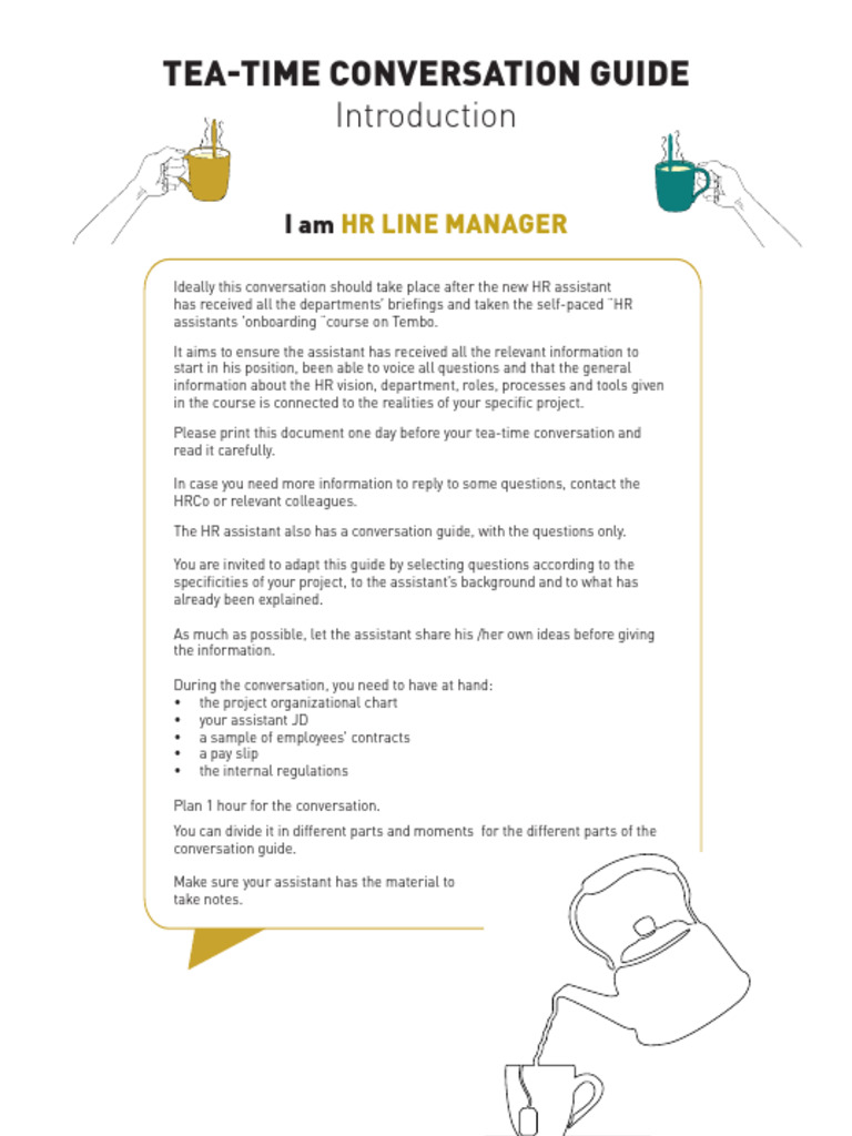 HR Manager Tea-Time Conversation Guide | Download Free PDF | Social ...