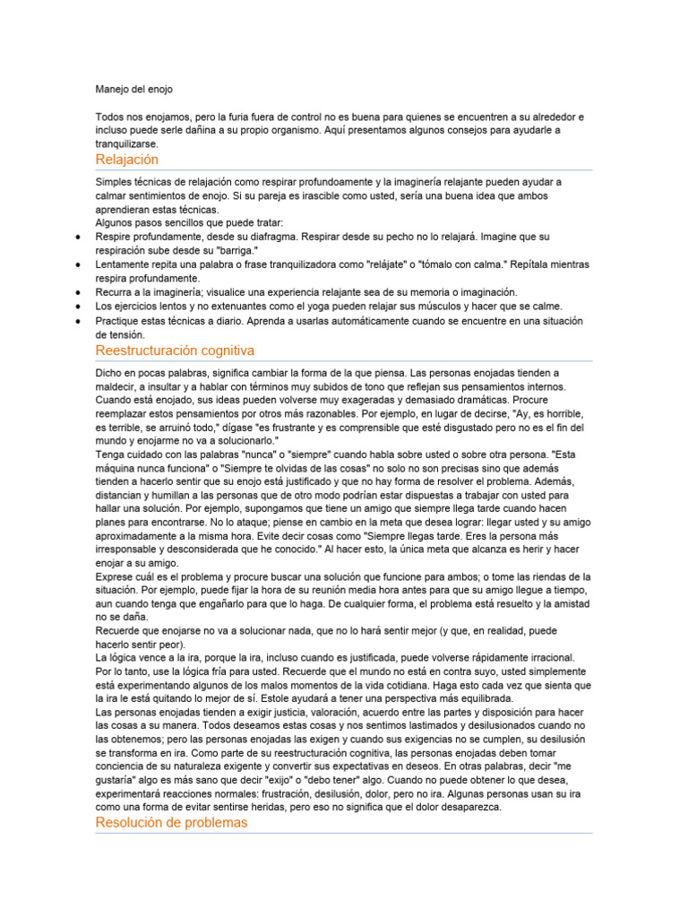 Manejo Del Enojo | PDF | Ira | Humor