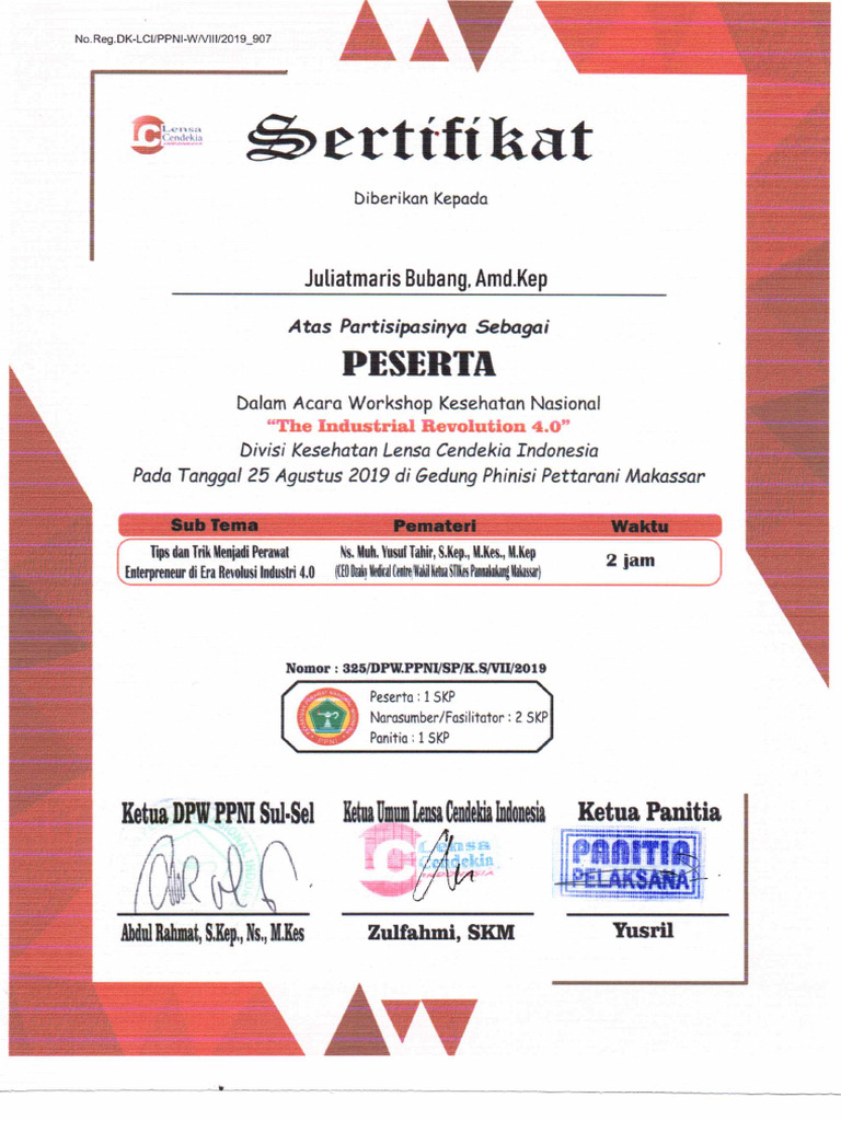 Sertifikat Workshop The Industrial Revolution 4.0 1 SKP | PDF