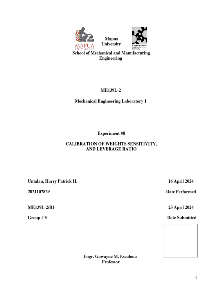 Exp8 Print | PDF | Weighing Scale | Calibration
