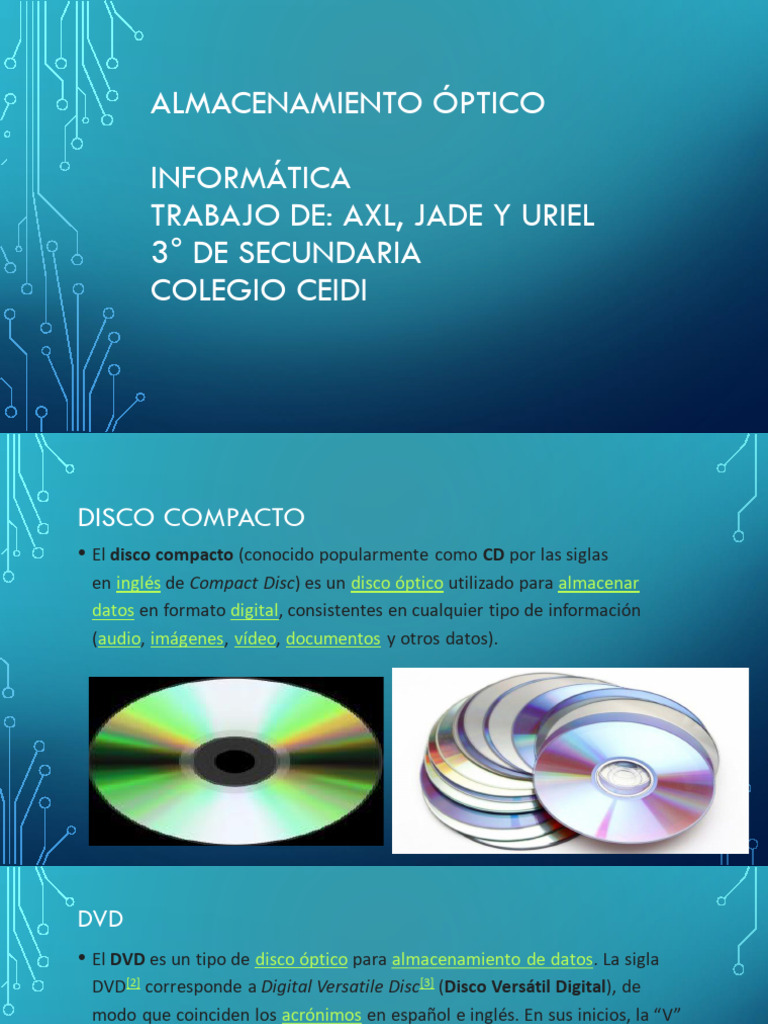 Tipos de Almacenamiento Óptico | PDF