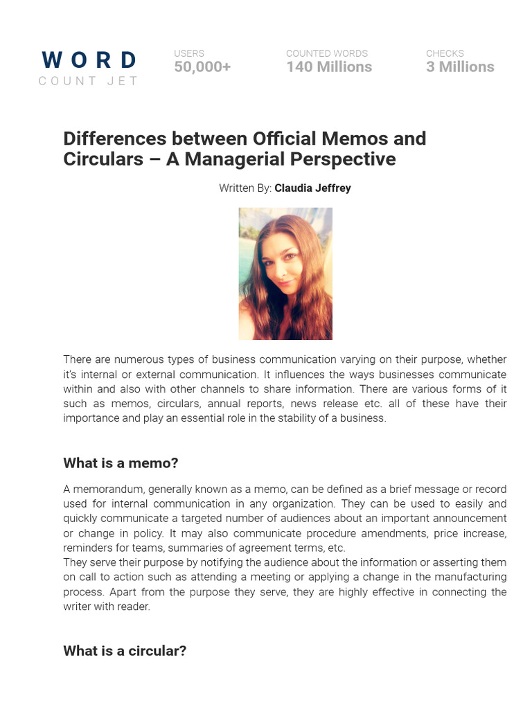 Memos vs Circulars: Key Differences Explained | PDF | Memorandum ...