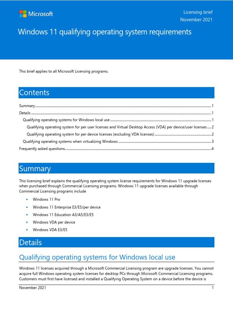 Licensing - Brief - PLT - Windows - Qualifying - Operating - System - Requirements | PDF ...