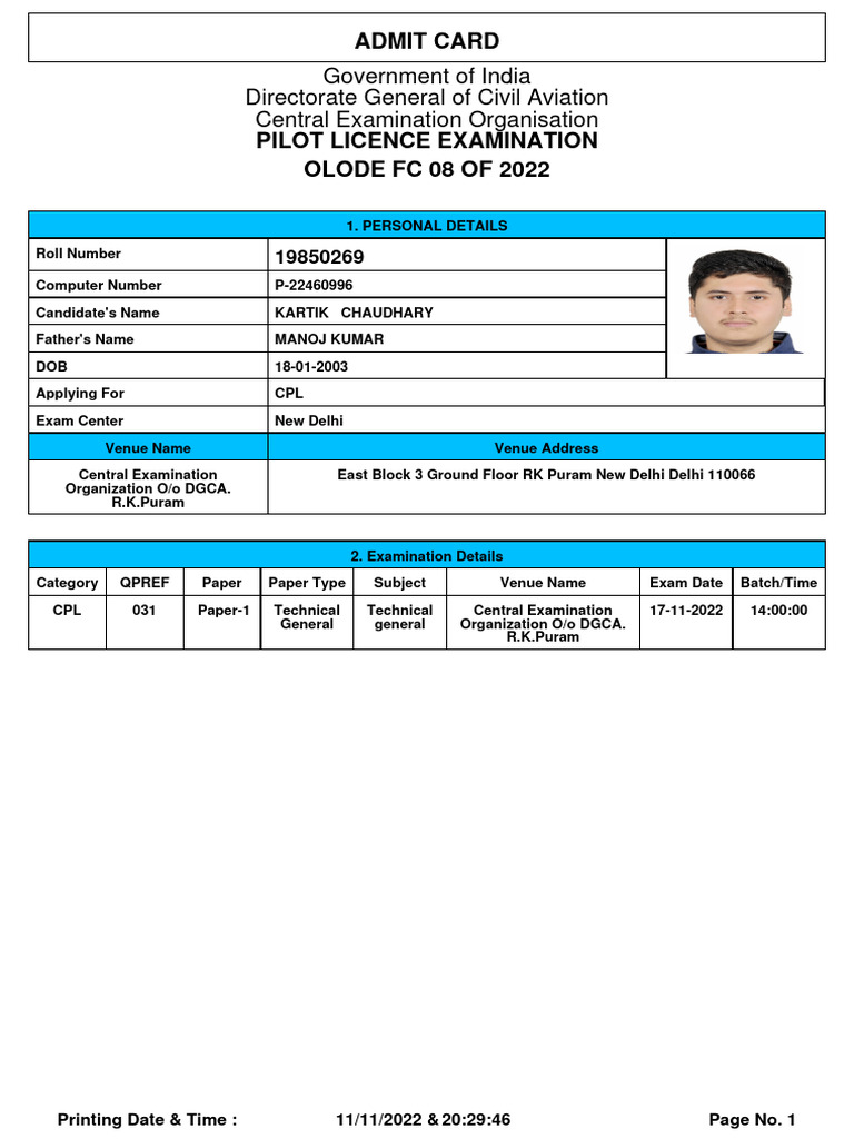 Admit Card 2 | PDF