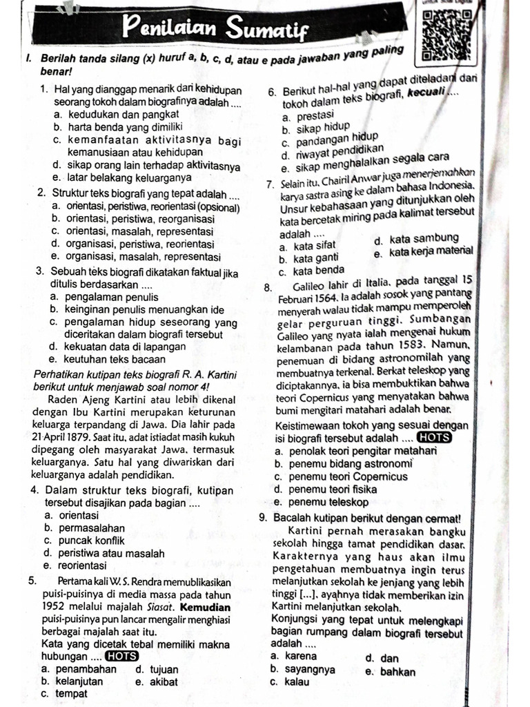 Penilaian Sumatif 2 Bhs Ind X SM 2 | PDF