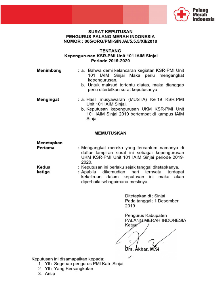 SURAT KEPUTUSAN pengurus ksr 101 | PDF