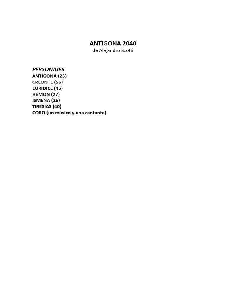 ANTIGONA 2040 de Alejandro Scotti | PDF | Arte | Poesía