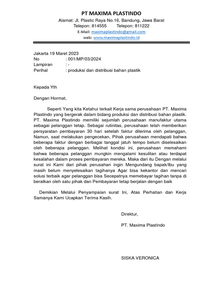 Surat Tagihan Bisnis - Hayatun Nupus | PDF