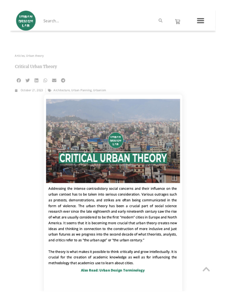 Critical Urban Theory | PDF | Critical Theory | Frankfurt School