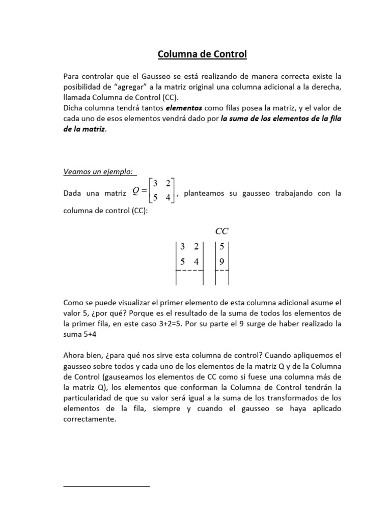 Columnas de Control | PDF | Matriz (Matemáticas) | Álgebra