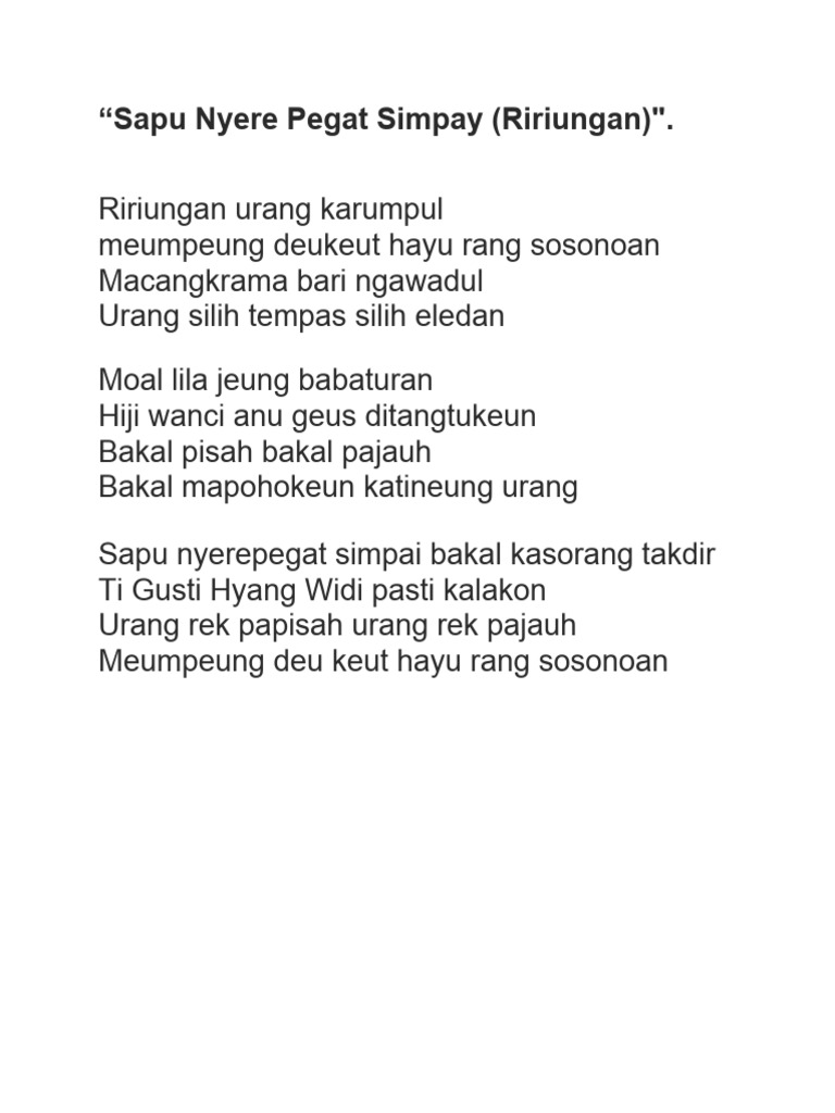 Sapu Nyere Pegat Simpay | PDF