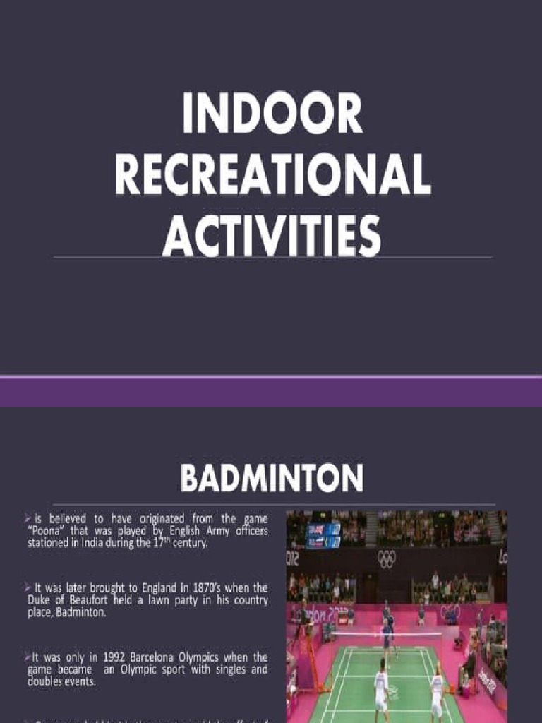 Indoor Recreational Activities 3 | PDF