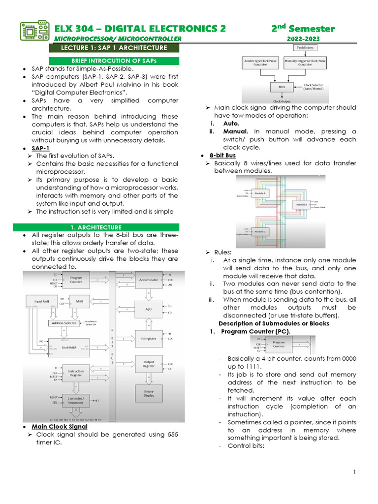 ELX 304 Digital Electornics 2 | PDF | Input/Output | Random Access Memory
