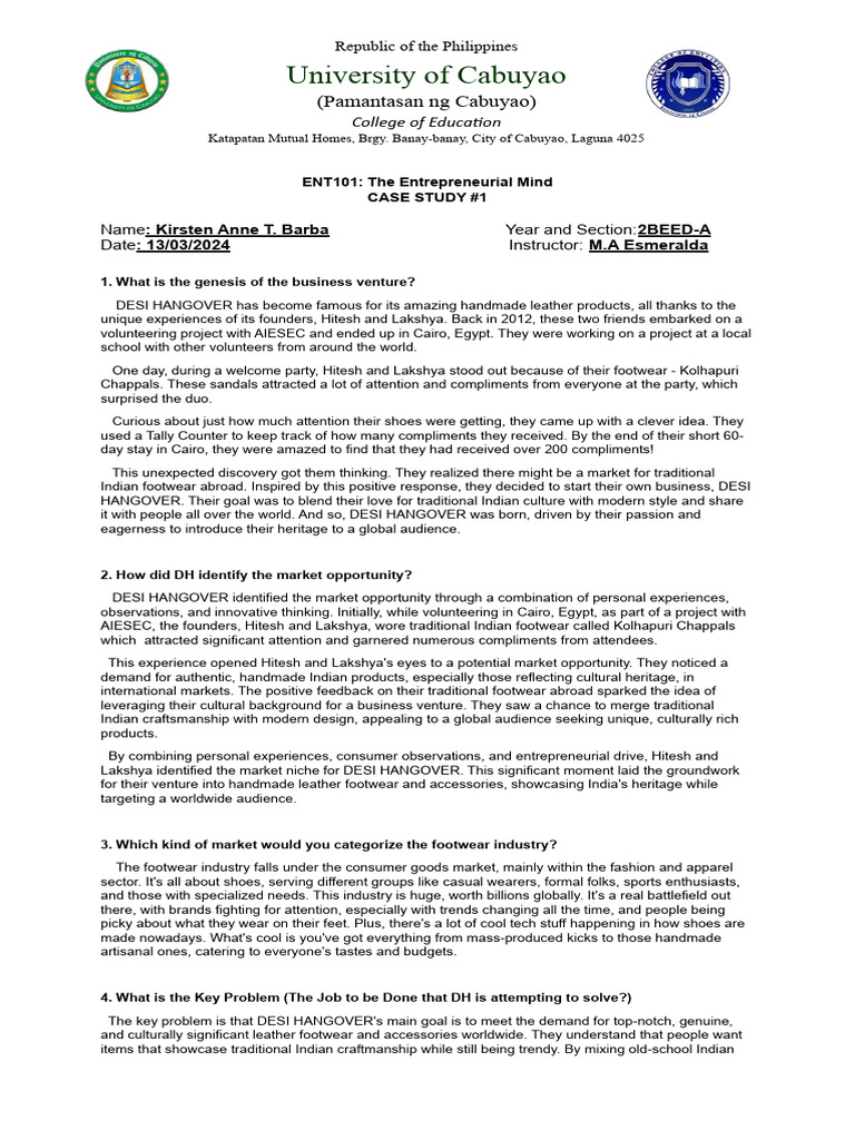 Case Study 1 (Ent) | PDF | Brand | Footwear