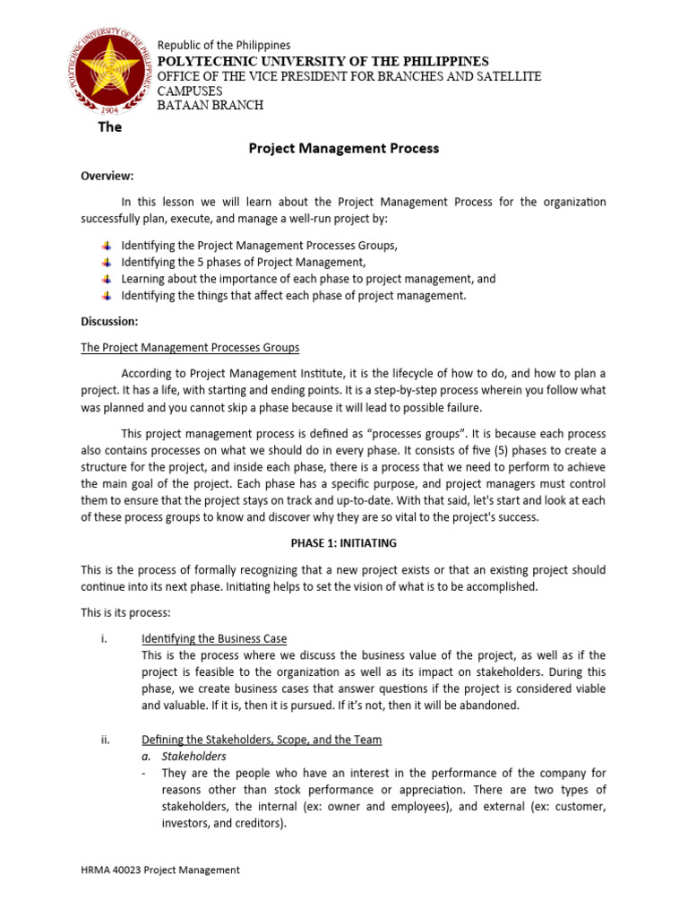 MODULE Project Management Processes | PDF | Project Management | Business