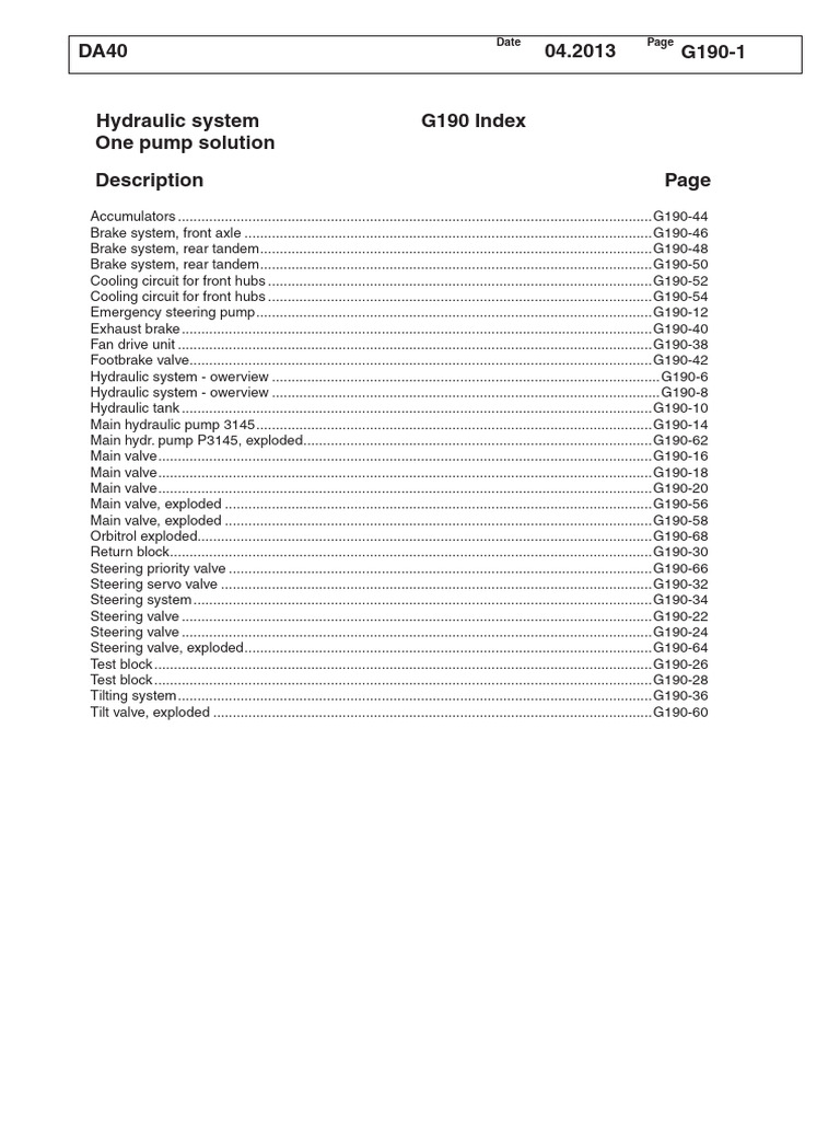 G190 - Hydraulic System 1P 8X0550 | PDF | Brake | Automotive Industry