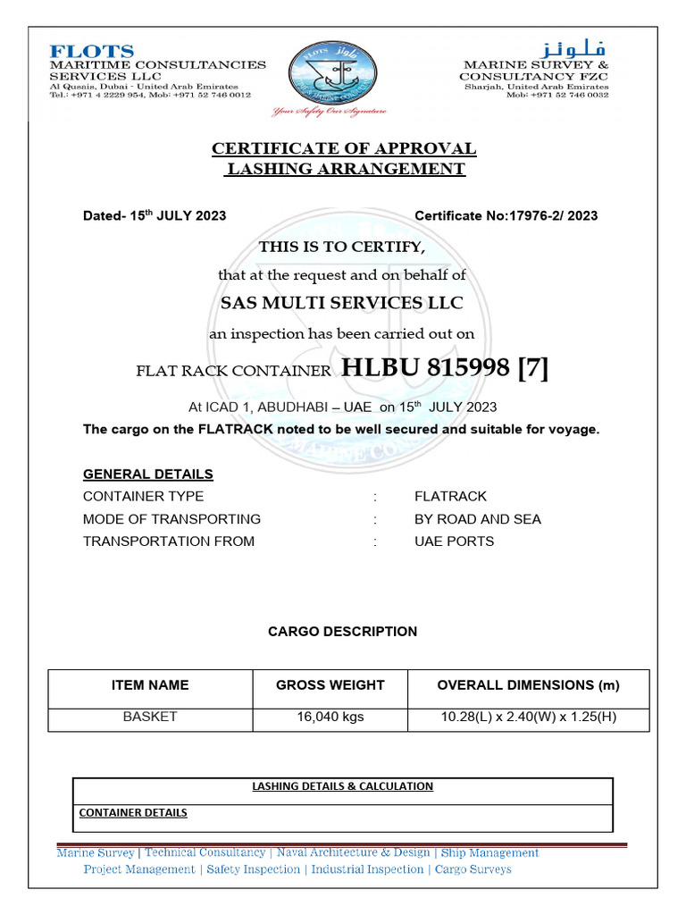 CONTAINER DE-STUFFING & RE STUFFING SURVEY Org | PDF | Cargo | Surveying