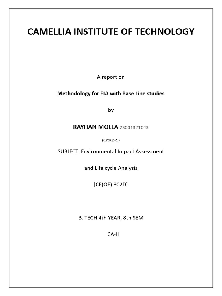 EIA Methodology and Baseline Studies | PDF | Environmental Impact ...