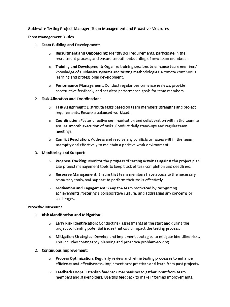 Project Manager Team Management & Pro Active Measures | PDF ...