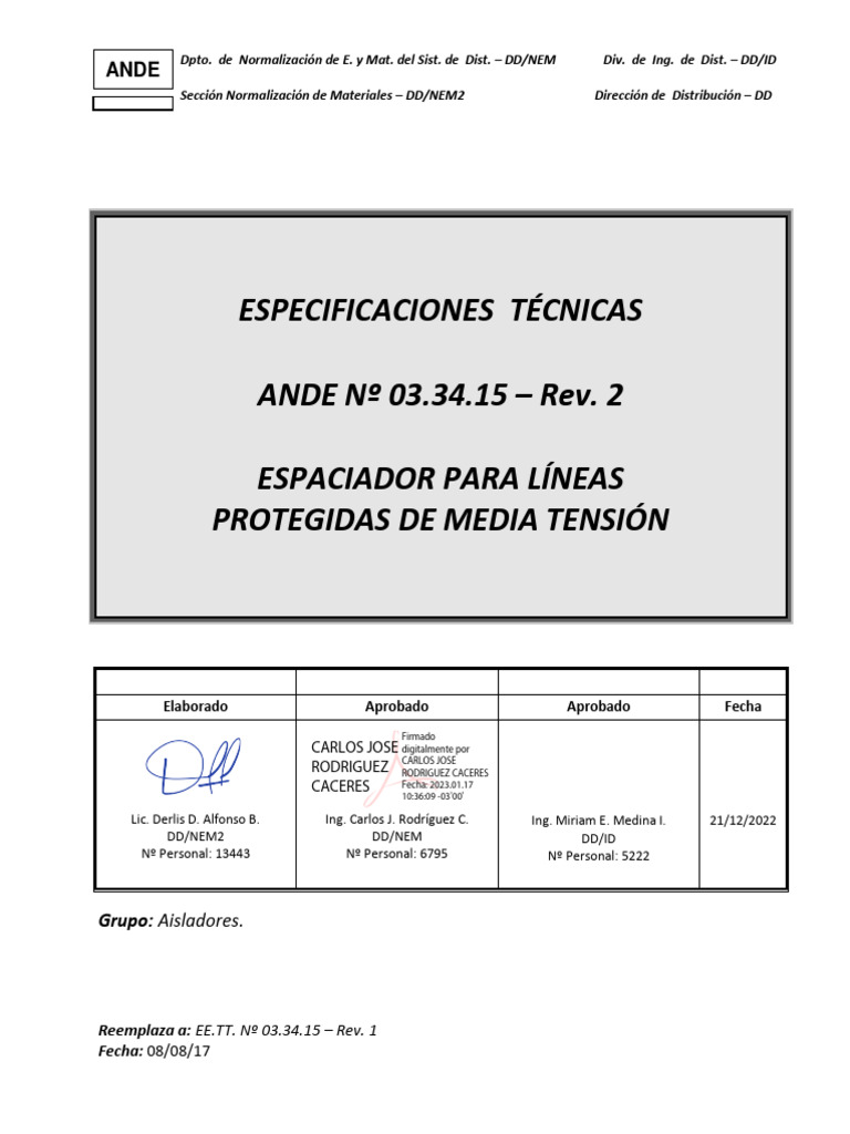 EETT 03.34.15 Rev. 2 - Espaciador polimerico para cable protegido MT | Descargar gratis PDF ...