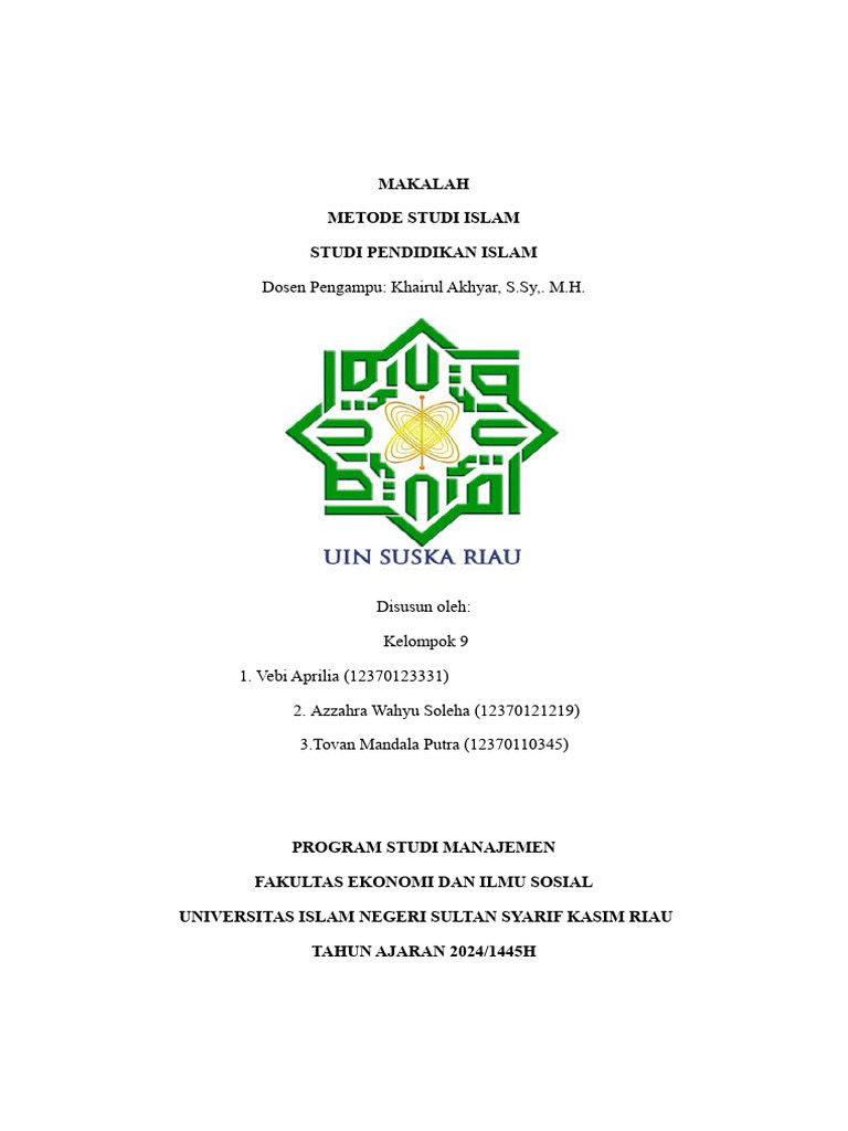 MAKALAH Metode Studi Islam | PDF