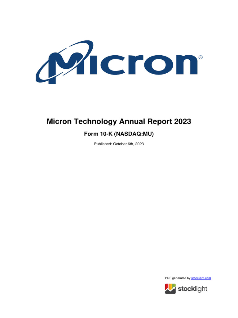Micron - Annual 2023 | PDF | Solid State Drive | Semiconductor Device Fabrication