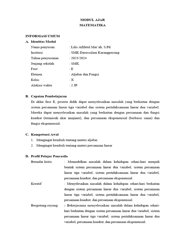 Modul Ajar Supervisi | PDF