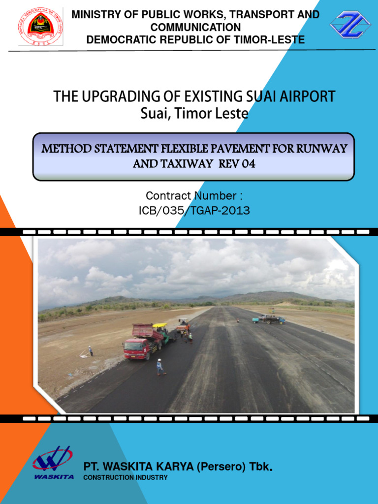 Suai Airport Runway Paving Method Statement | PDF | Road Surface | Runway