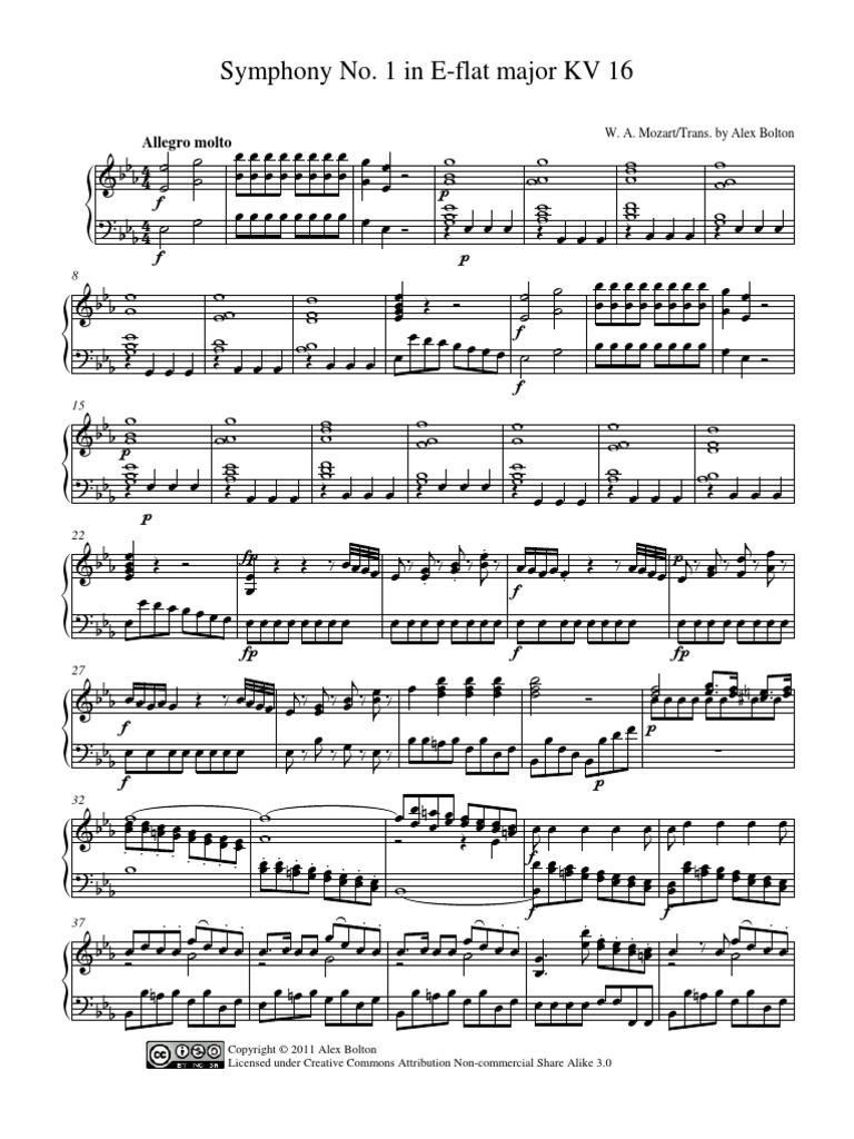 Mozart Symphony No 1 in E Flat Major KV 16 2H Bolton | PDF | Creative ...