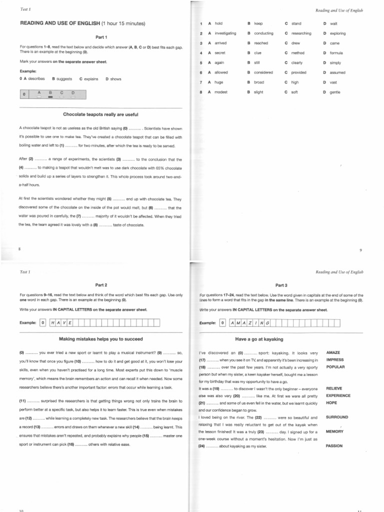Fce 7 Reading and Use of English | PDF