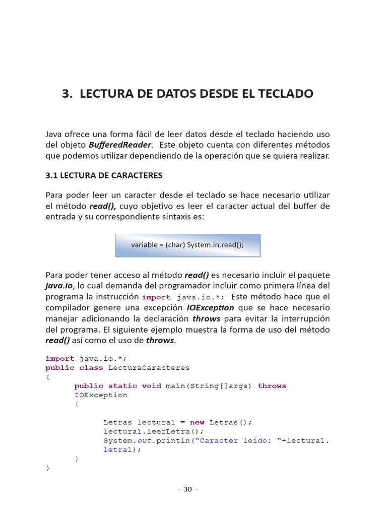 Lectura de Datos Desde El Teclado | PDF | Java (lenguaje de programación) | Lenguaje de programación