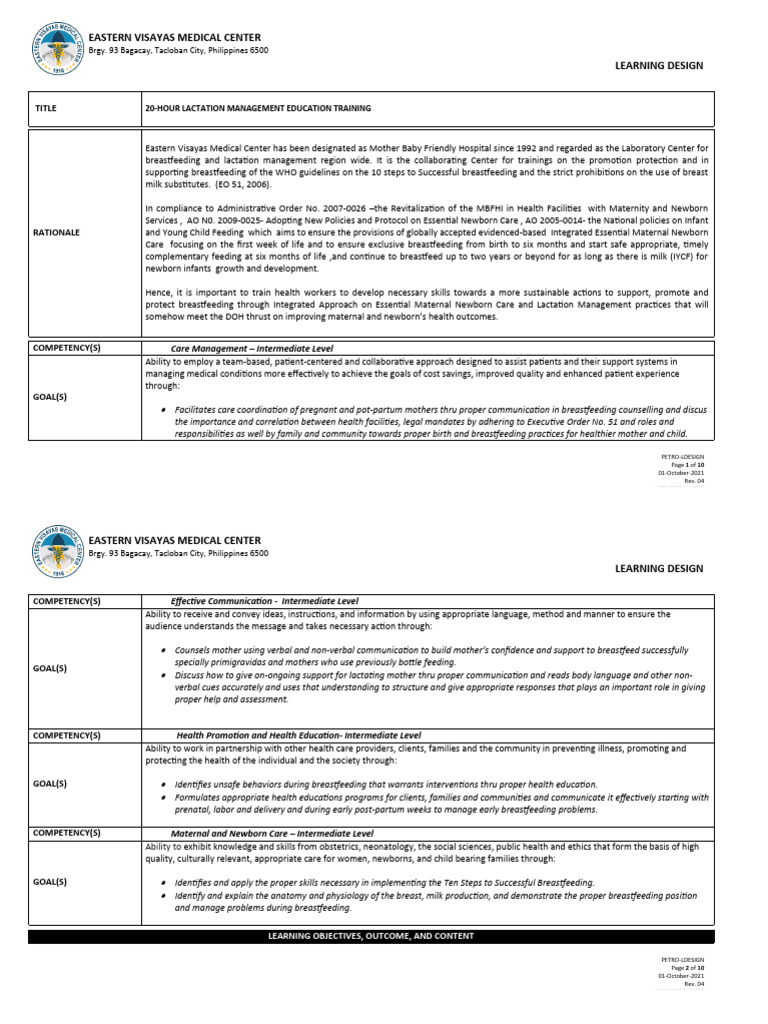 CPDD-LMET Learning Design | PDF | Breastfeeding | Breast Milk