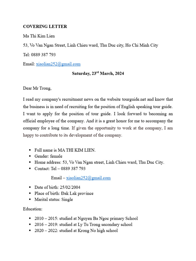 Covering Letter | PDF