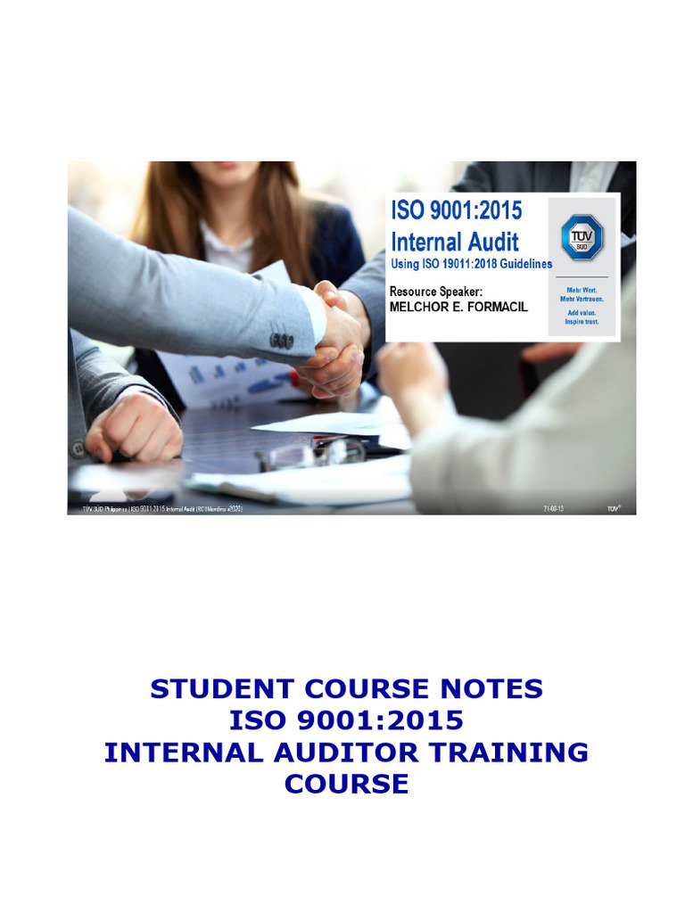 ISO 9001 Internal Auditor Course Notes MF | Download Free PDF | Audit ...