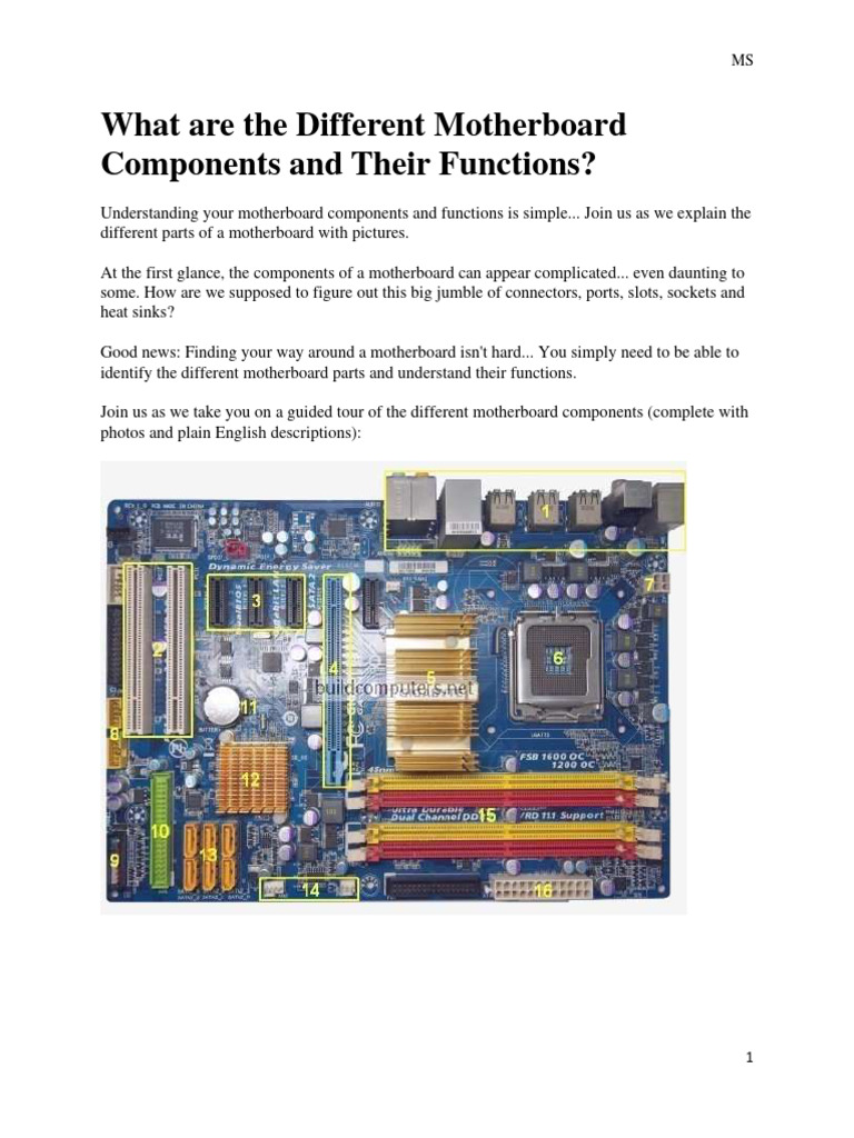 What are the Different Motherboard Components and Their Functions ...