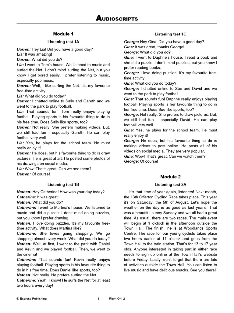 21 Right on 2 Audios | PDF