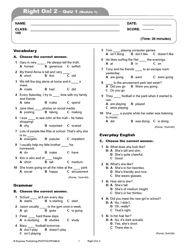 23 Right On 2 Quizzes | PDF
