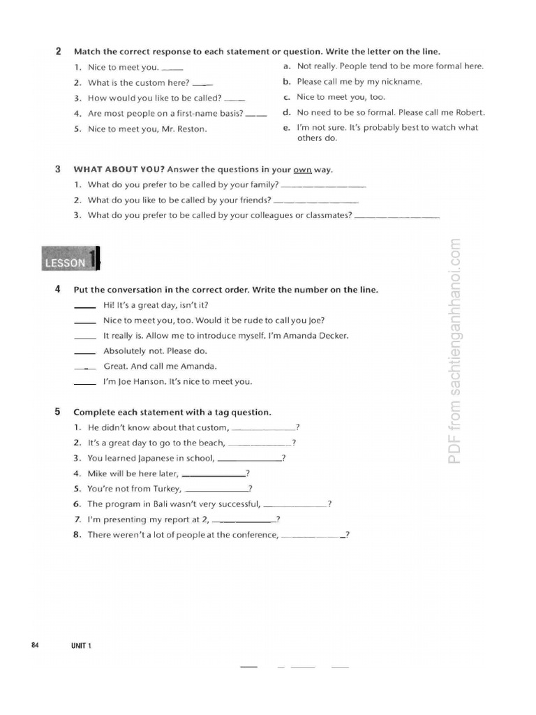 Unit 1 - Review - Workbook Word | PDF