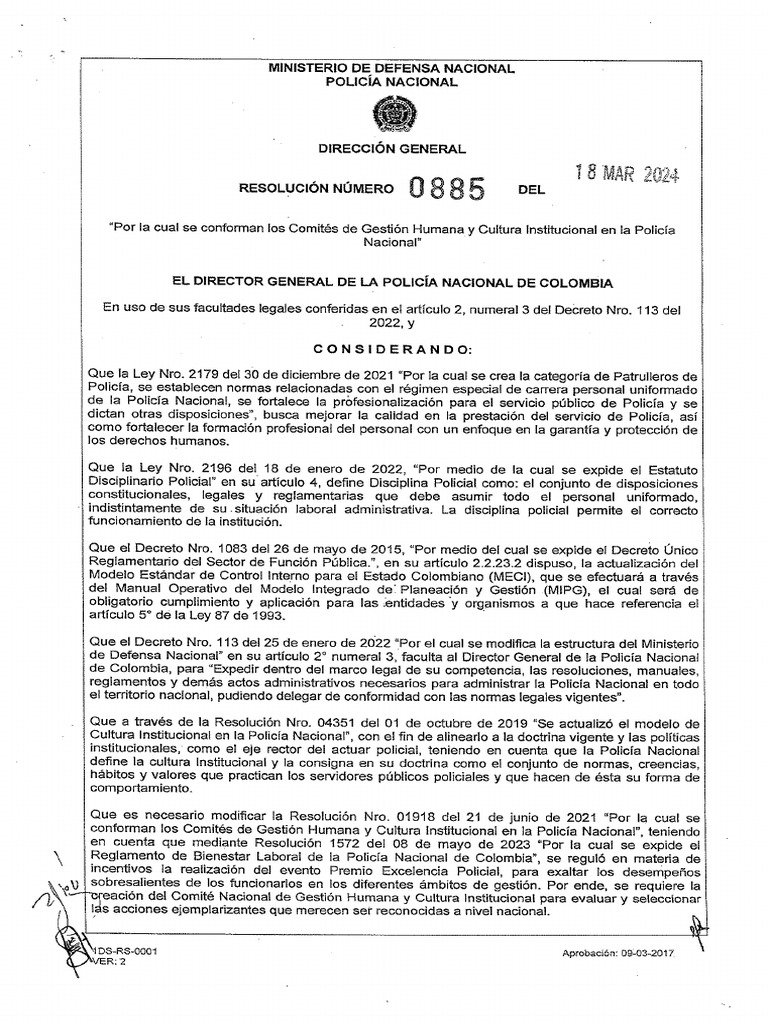Resolucion 0885 Del 18-03-2024 Por La Cual Se Conforman Los Comités de ... Resolucion 0885 Del 18-03-2024 Por La Cual Se Conforman Los Comités de ...