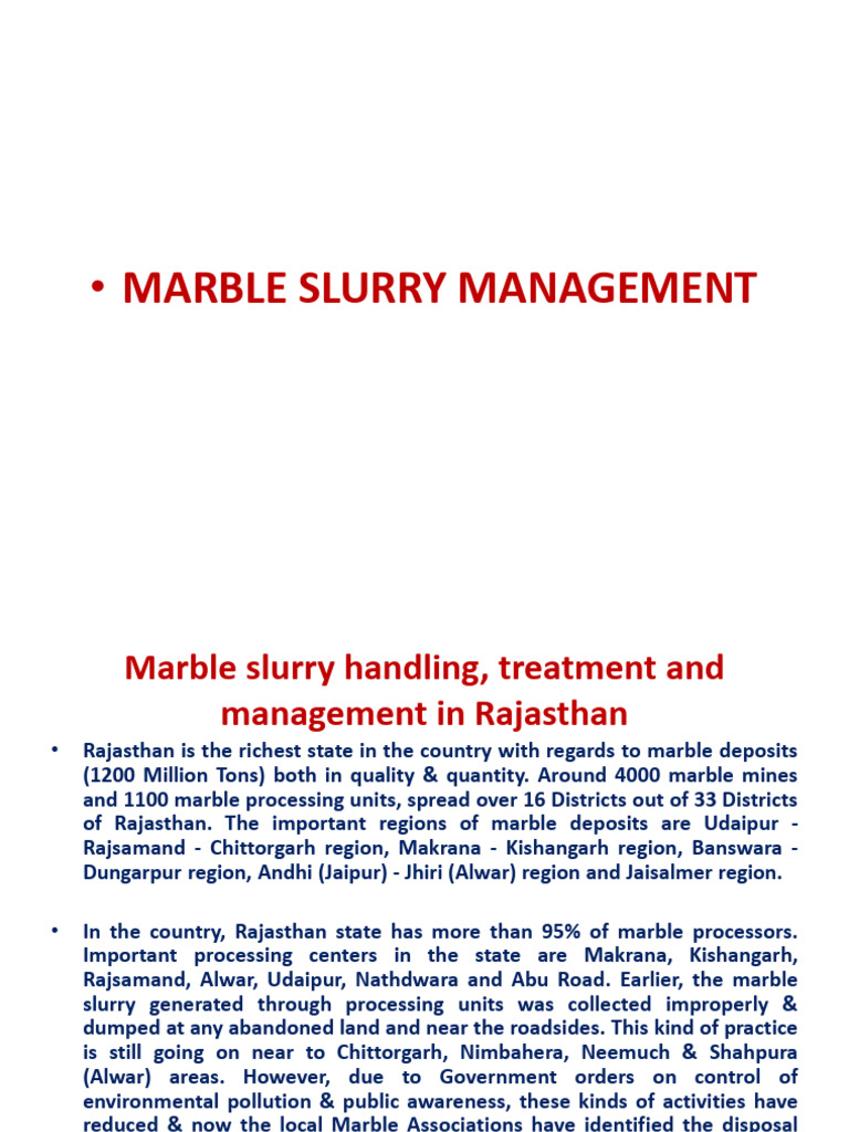 12marble Slurry Management | PDF | Marble | Mining