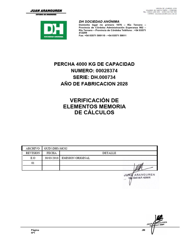 Memoria de Calculo de La Percha 2 TN | PDF | Ingeniería estructural ...