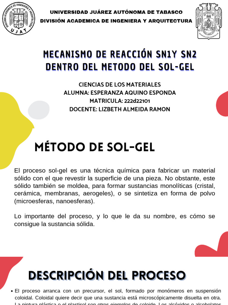 Mecanismo de Reacción Sn1y sn2 Dentro Del Método Del Sol-Gel | PDF | Hidrólisis | Materiales