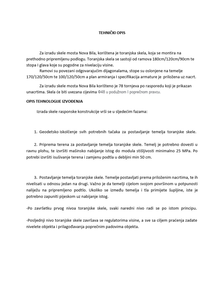 Projekat Skele Nova Bila | PDF