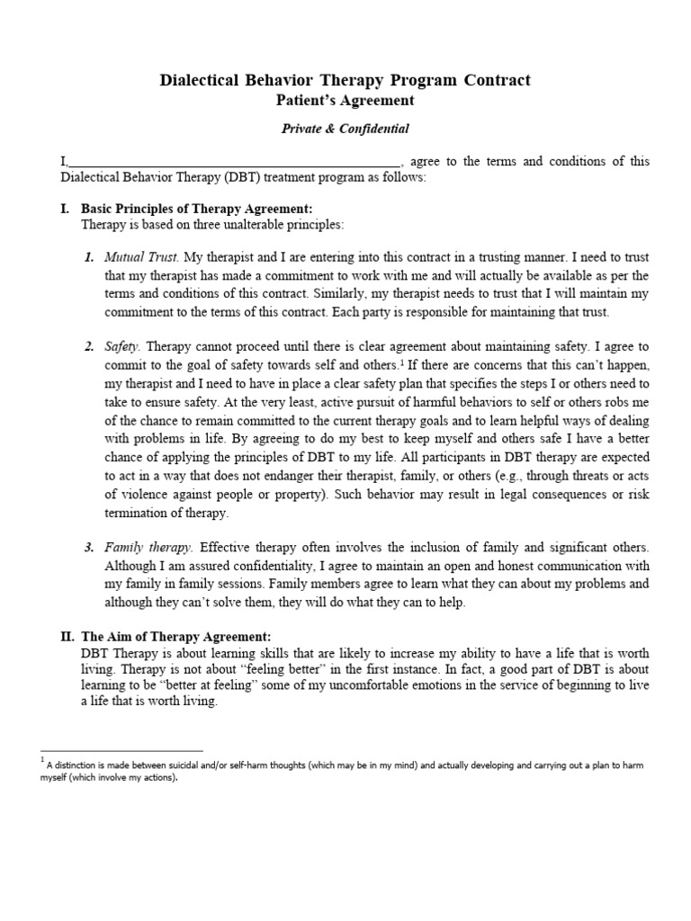 Consortium DBT Contract | PDF | Dialectical Behavior Therapy ...