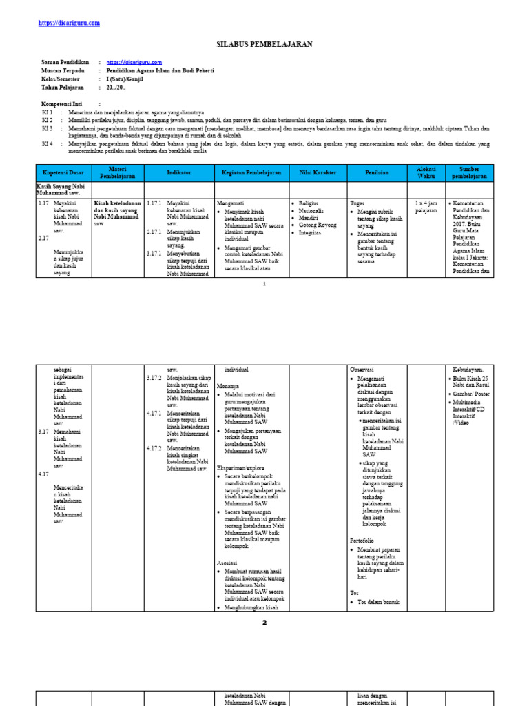 Silabus Pai Kelas 1 K13 | PDF