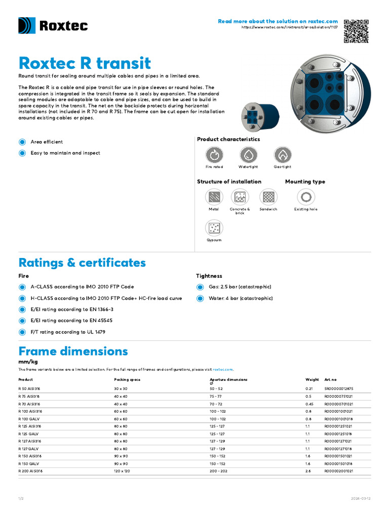 Roxtec R Transit | PDF | Pipe (Fluid Conveyance)