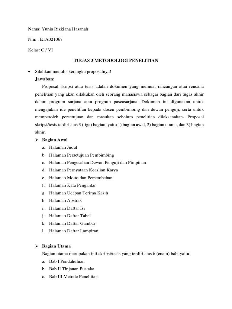 Yunia Rizkiana Hasanah - E1A021067 - Tugas 3 Metopen | PDF