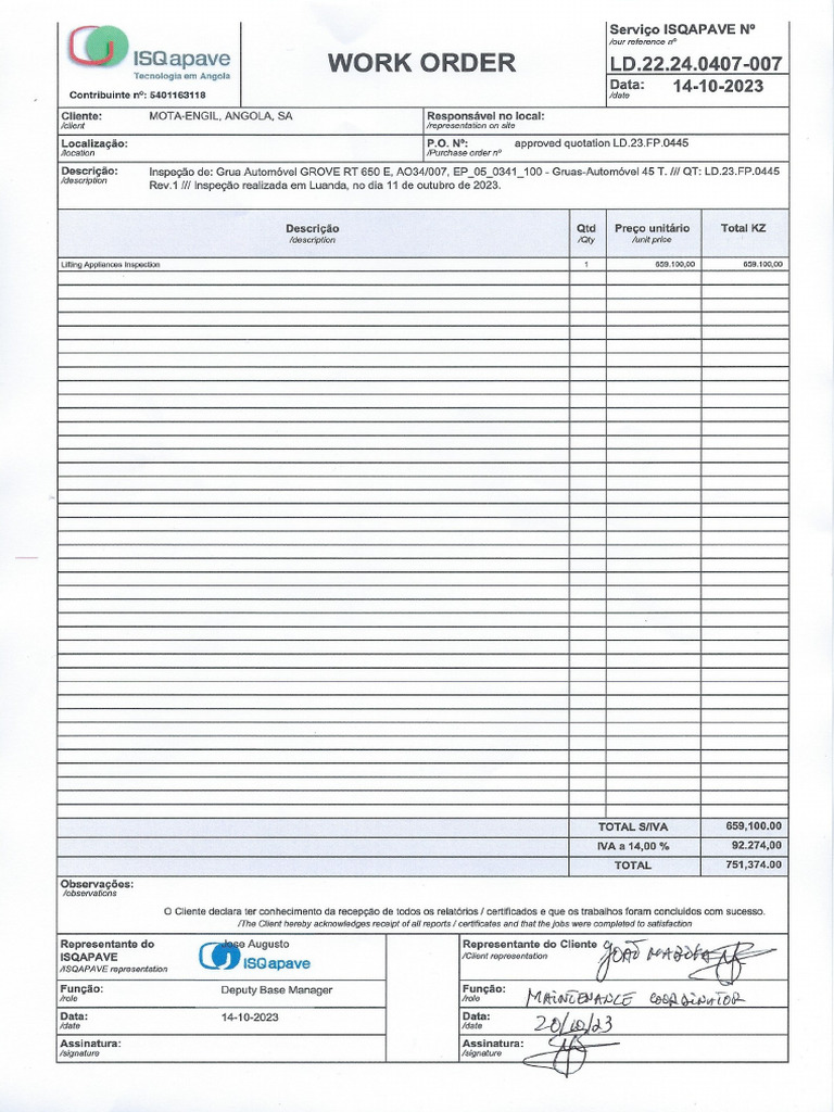 Work Order 1 | PDF